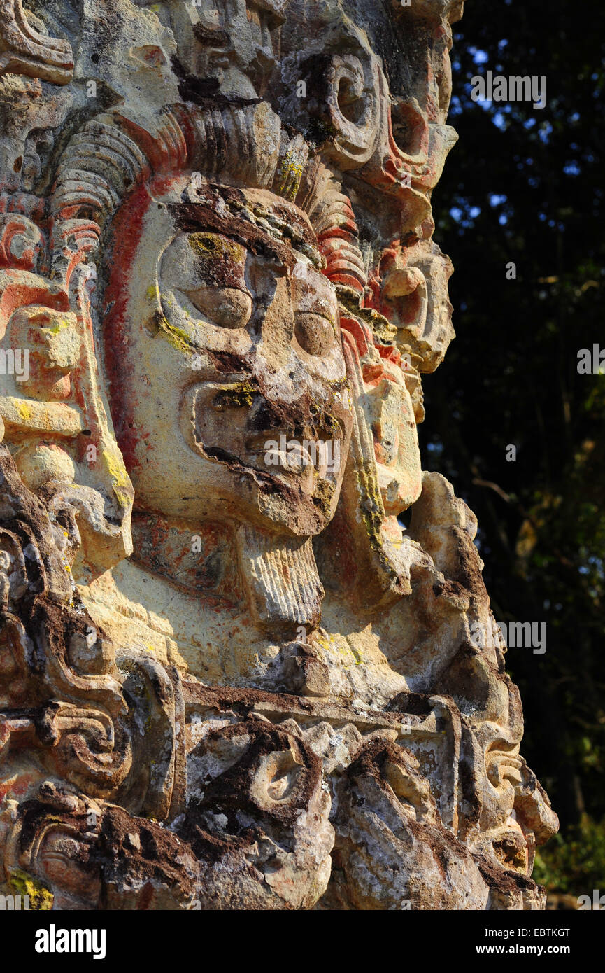 sculpture of Mayan Indian in Copan, Honduras, Copan, Copan Stock Photo ...