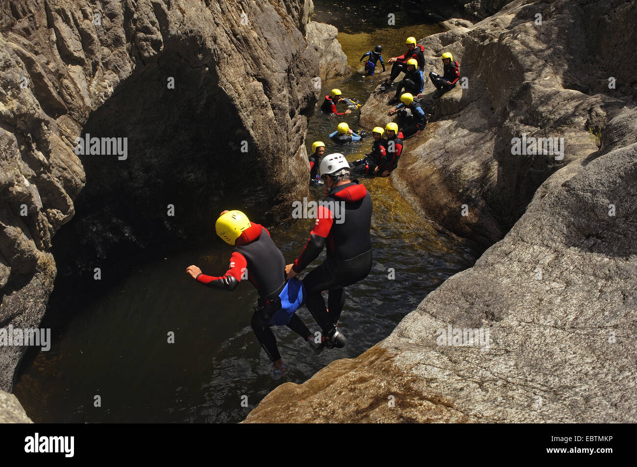 group canyoning the Ruta Canyon, France, Corsica Stock Photo - Alamy