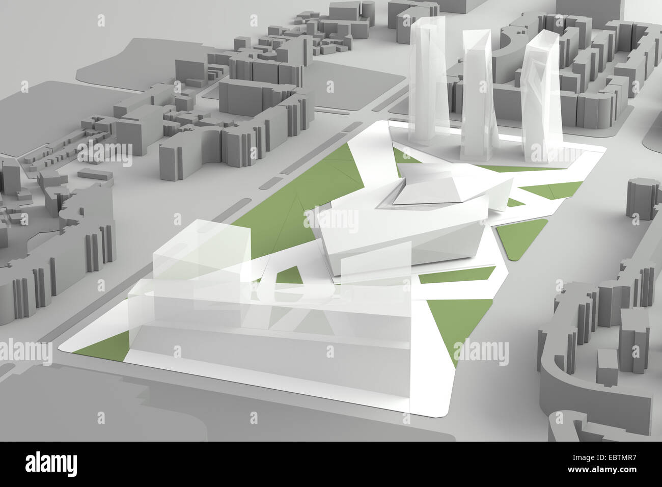 Architectural Model Of Downtown Business City Center With Public Park ...