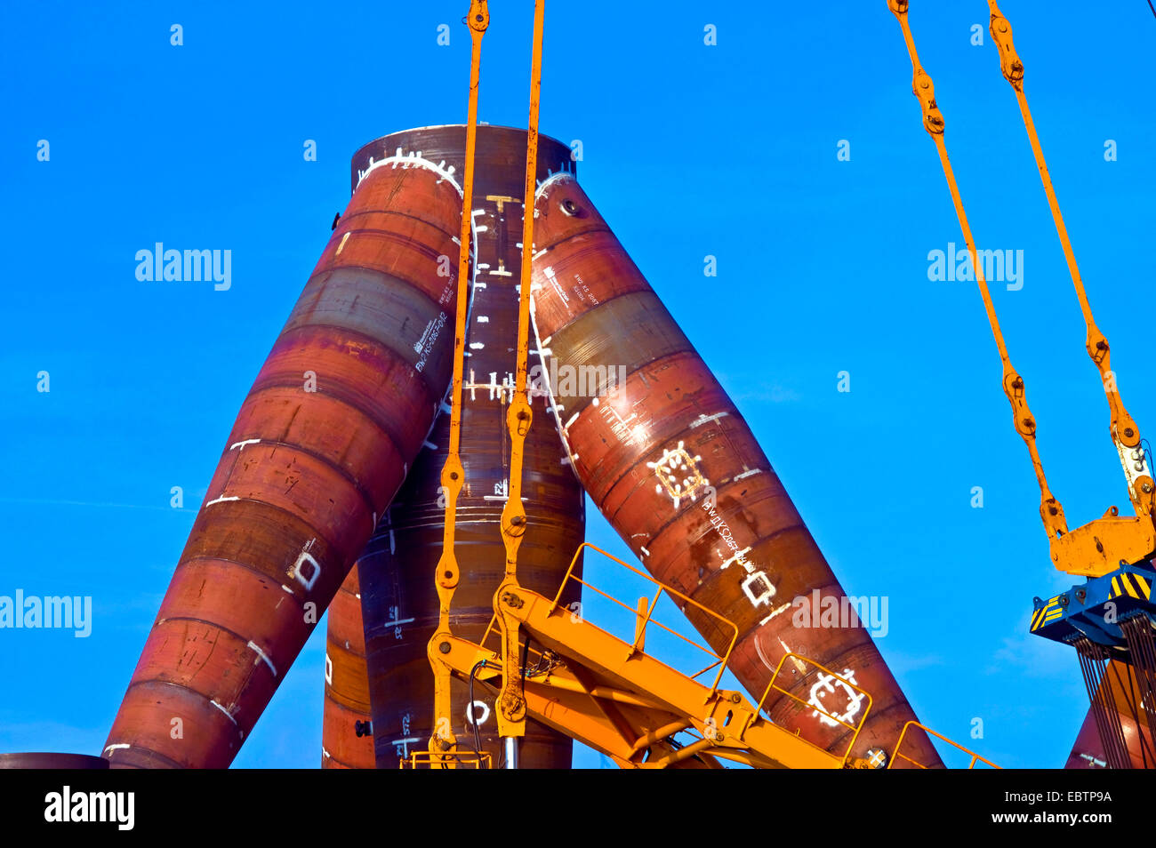 tripod construction for offshore wind farm before shipping , Germany ...