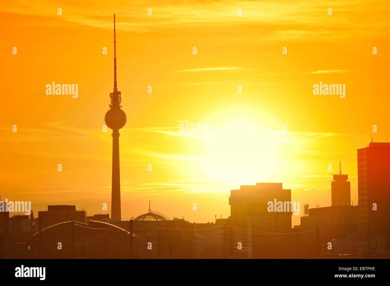 Fernsehturm Berlin in sunset, Germany, Berlin Stock Photo - Alamy