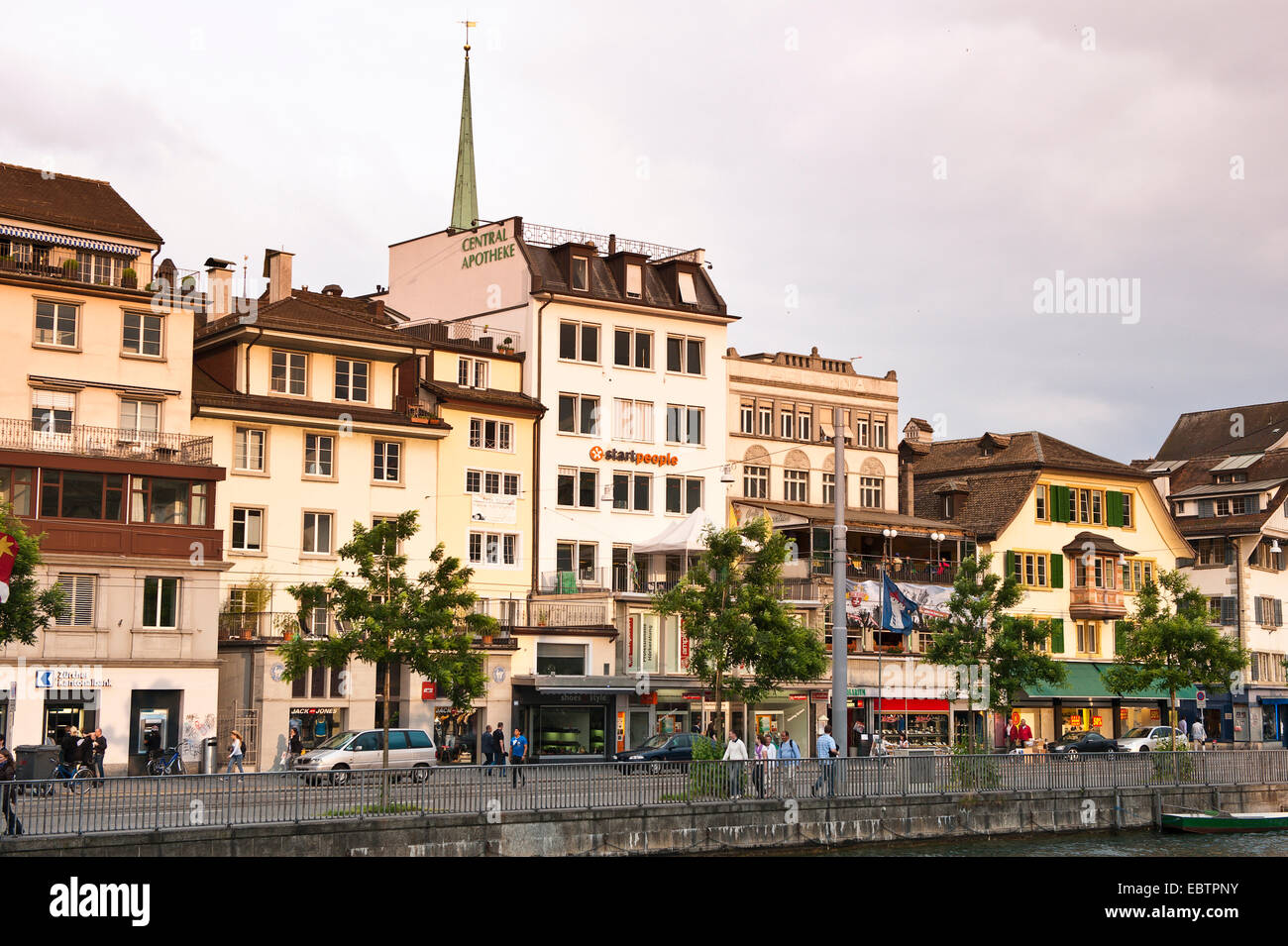 Buildings on the Limmat River, Old town, Switzerland, Zurich Stock ...