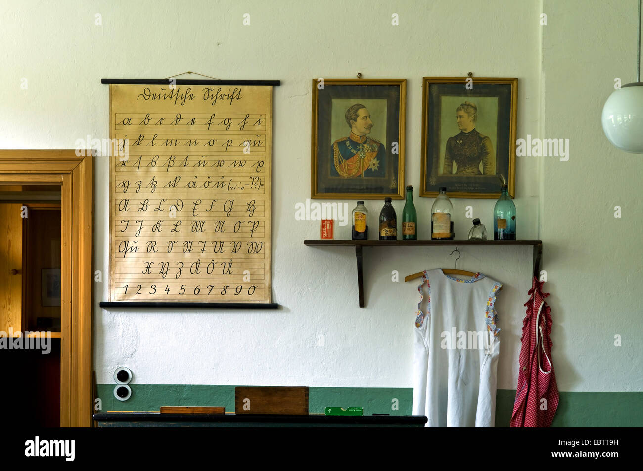 interior of class room of school museum, Germany, Lower Saxony ...