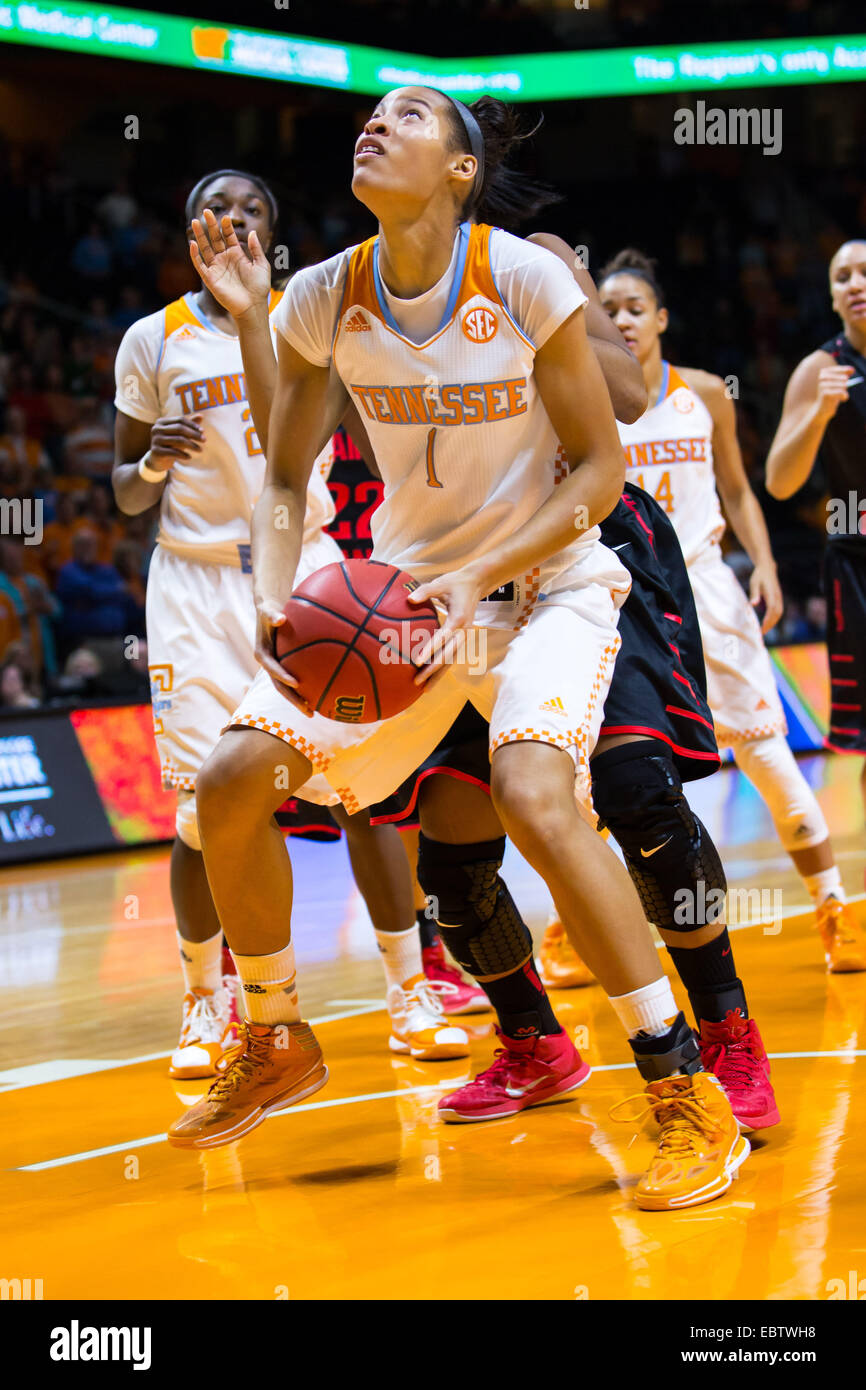 December 3, 2014:Nia Moore #1 of the Tennessee Lady Volunteers looks to ...