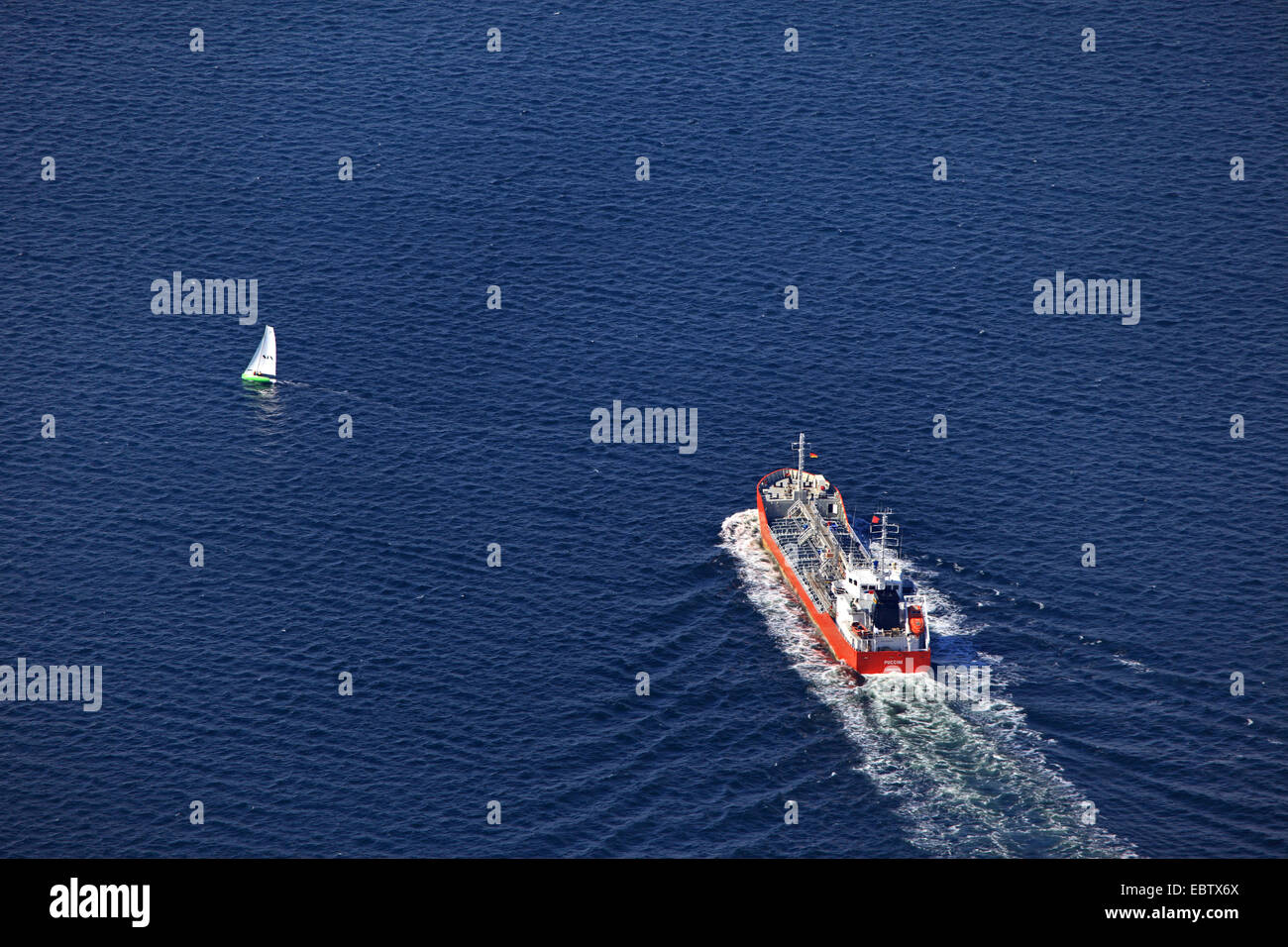 ship and sailing boat in the Bay of Kiel, Germany, Kiel Stock Photo - Alamy