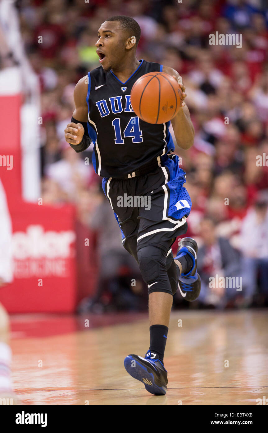 December 3, 2014: Duke Blue Devils guard Rasheed Sulaimon #14 leads the ...