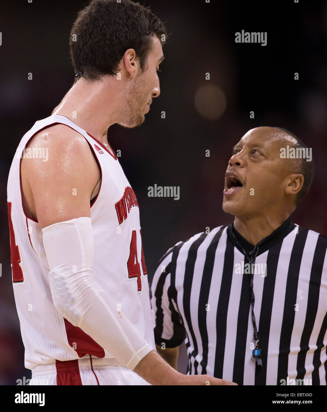 December 3, 2014: Wisconsin Badgers forward Frank Kaminsky #44 talks ...