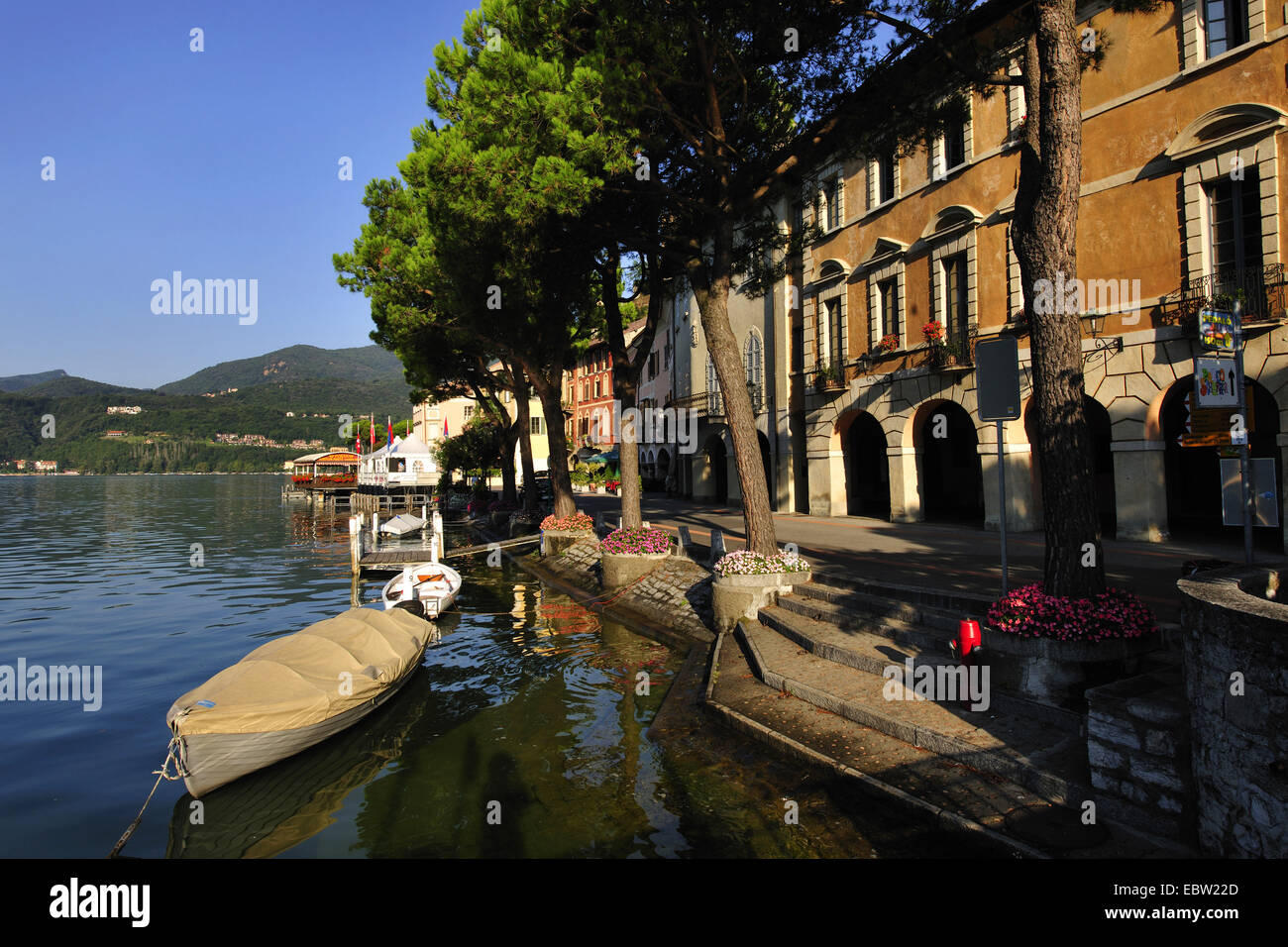 promenade of Morcote at Lago di Lugano , Switzerland, Ticino, Morcote ...