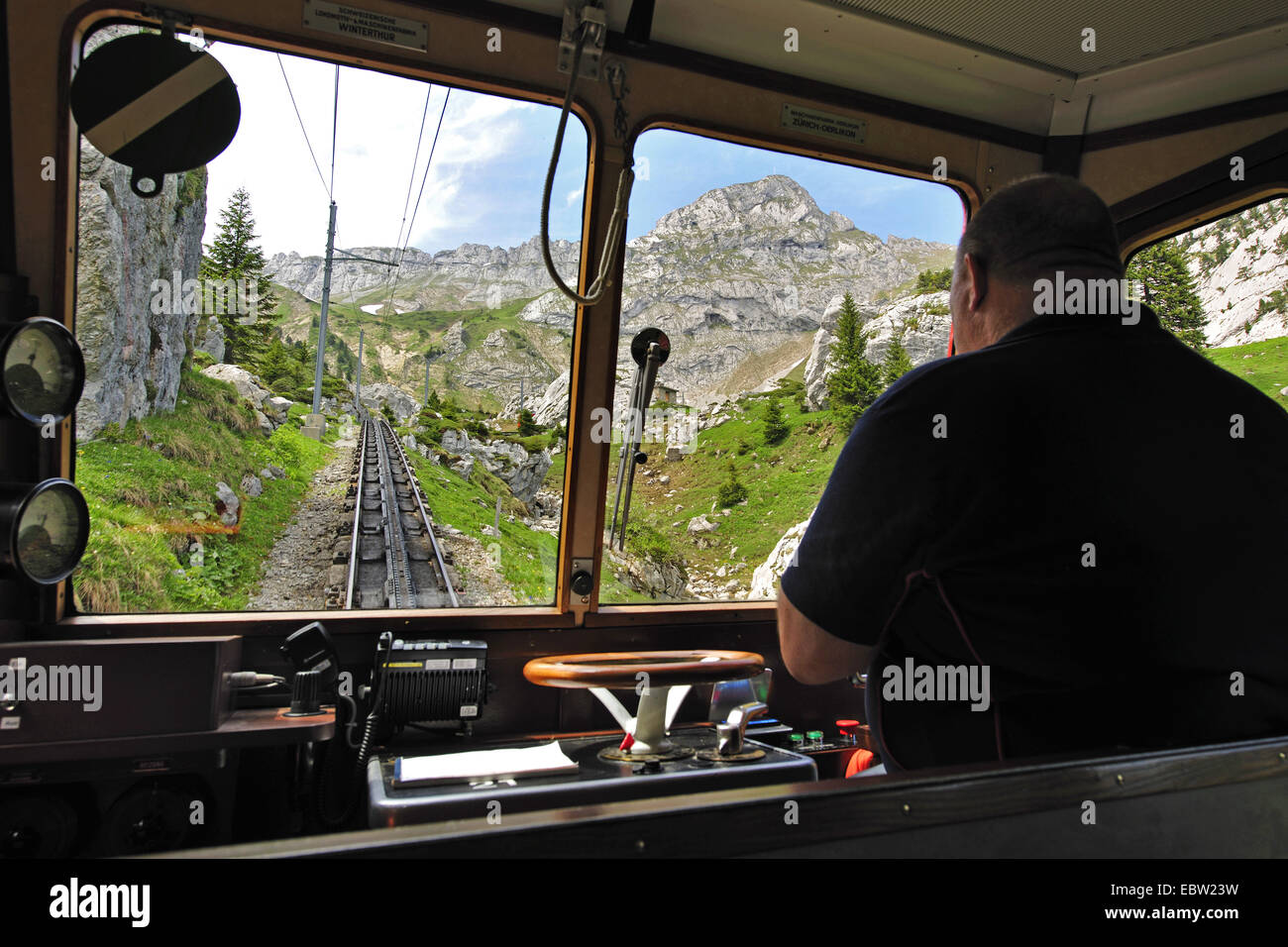 cog railway to Pilatus mountain, Switzerland, Alpnachstad Stock Photo ...