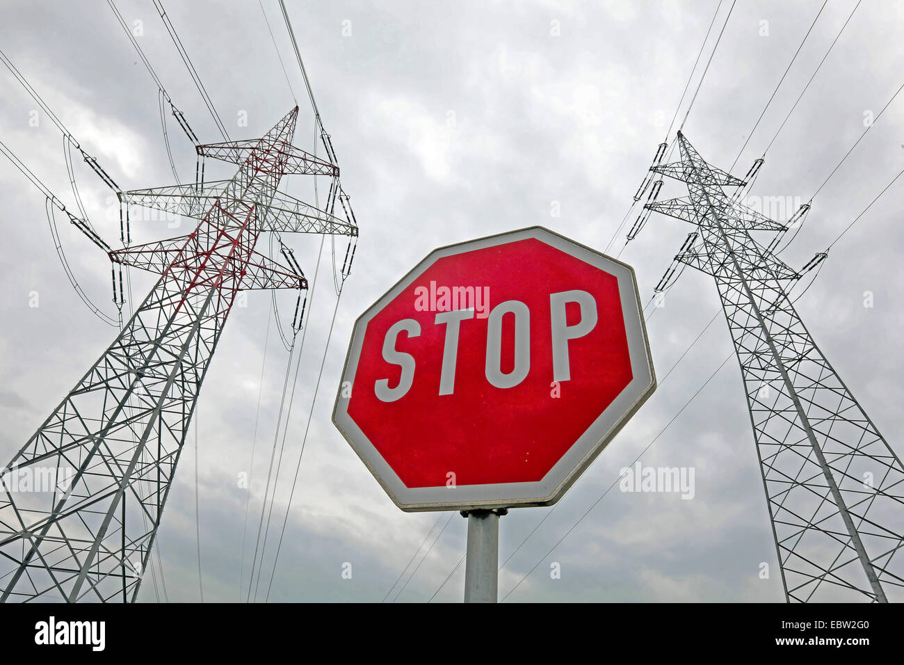 power pole for powerline for energy, Germany Stock Photo - Alamy