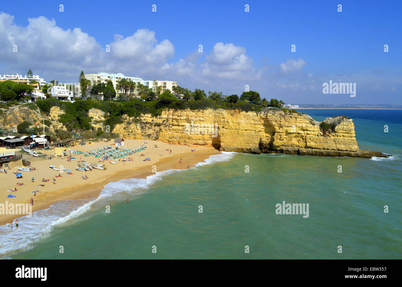 The fishing village, Senhora Da Rocha Beach on the Algarve in Portugal ...
