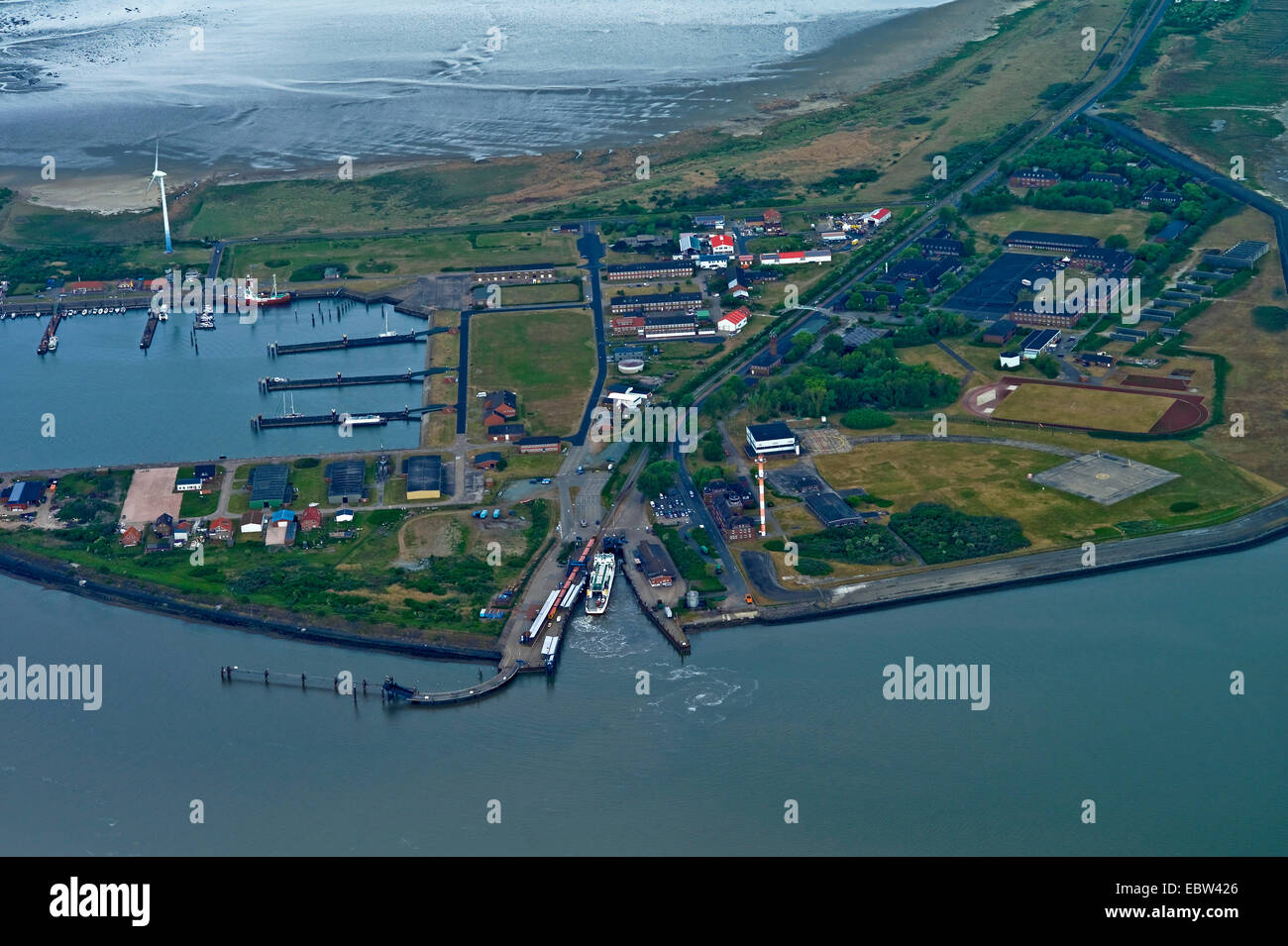 aerial view of Borkum harbour, Germany, Lower Saxony, Borkum Stock ...