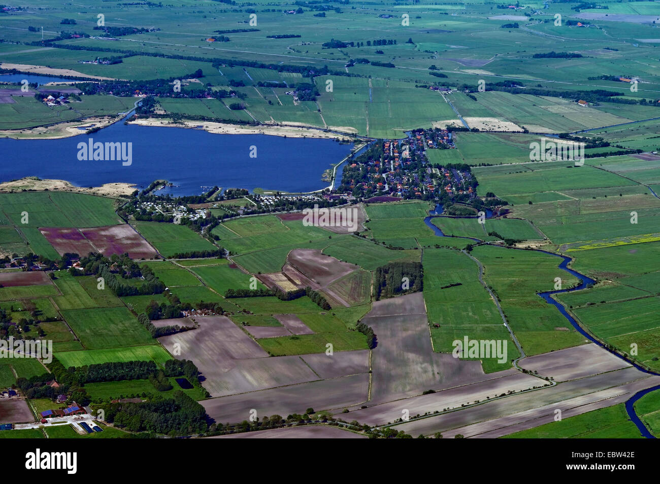 aerial view of Grosses Meer, Germany, Lower Saxony, Suedbrookmerland ...