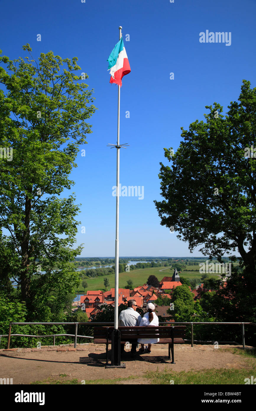 View from the vineyard on the old town of Hitzacker / Elbe, Wendlande ...