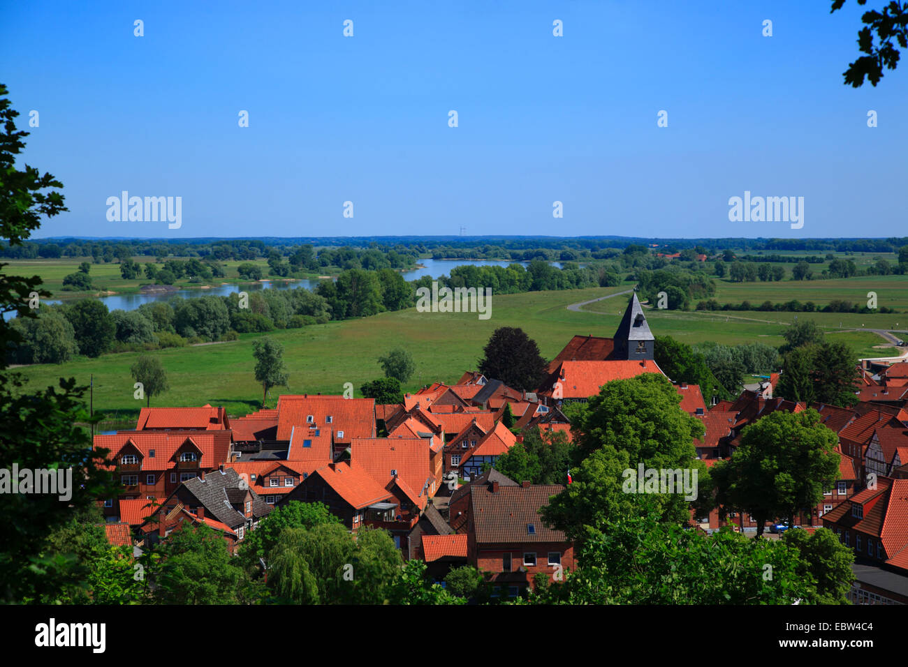 View from the vineyard on the old town of Hitzacker / Elbe, Wendlande ...