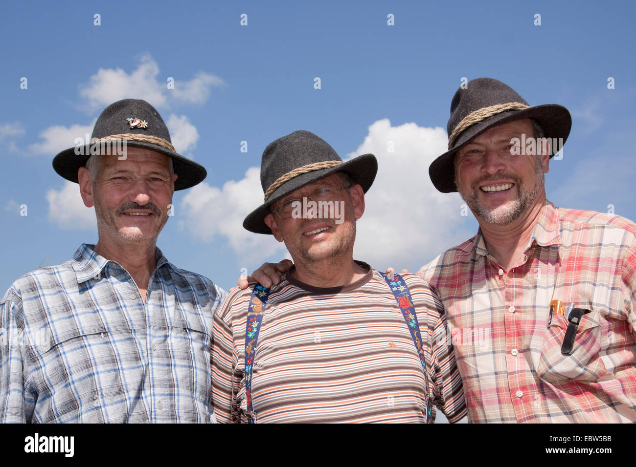 three elderly men with hats, Austria, Tyrol Stock Photo - Alamy