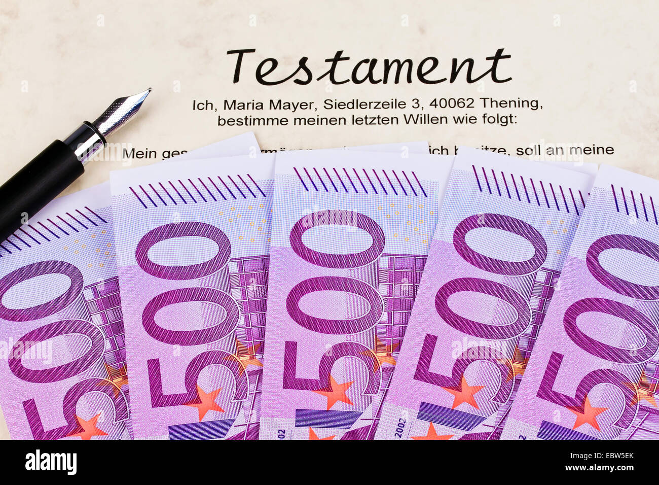 Many Euro notes and will Stock Photo - Alamy