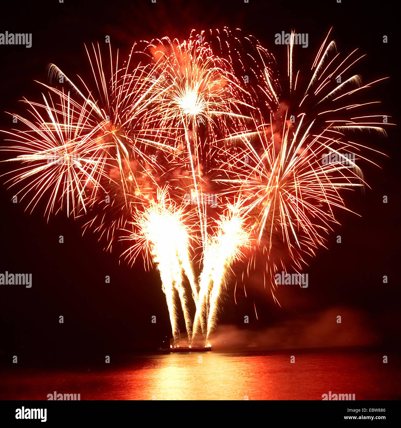 Colorful fireworks on the black sky background Stock Photo - Alamy