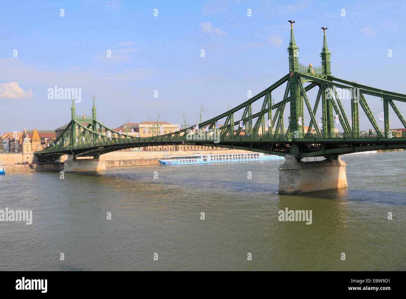 Liberty Bridge Budapest cityscape, Danube (Duna) River Autumn (Fall ...