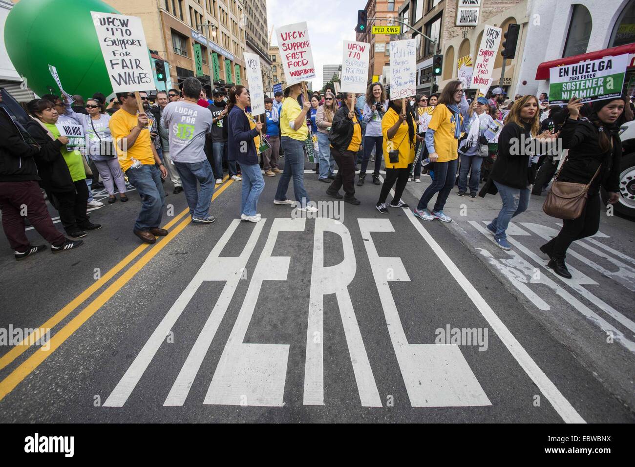 Los Angeles, California, USA. 4th Dec, 2014. Fast food workers and ...