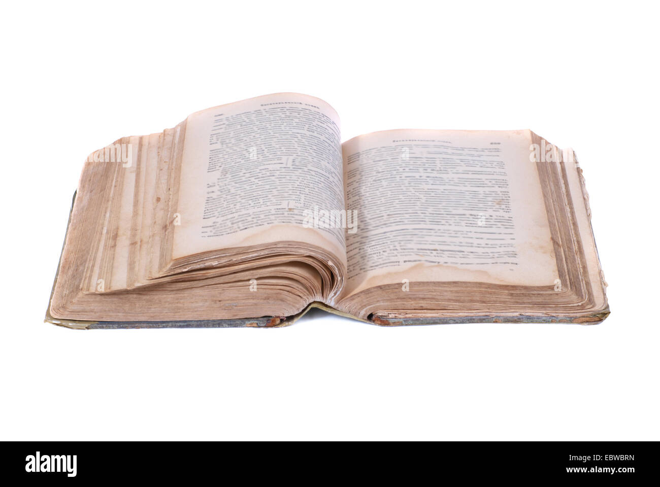 Open old book isolated on white background Stock Photo - Alamy