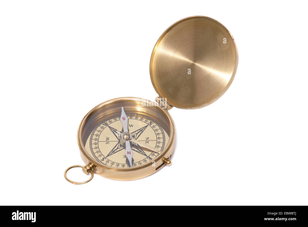 Golden ancient compass isolated on white background Stock Photo - Alamy