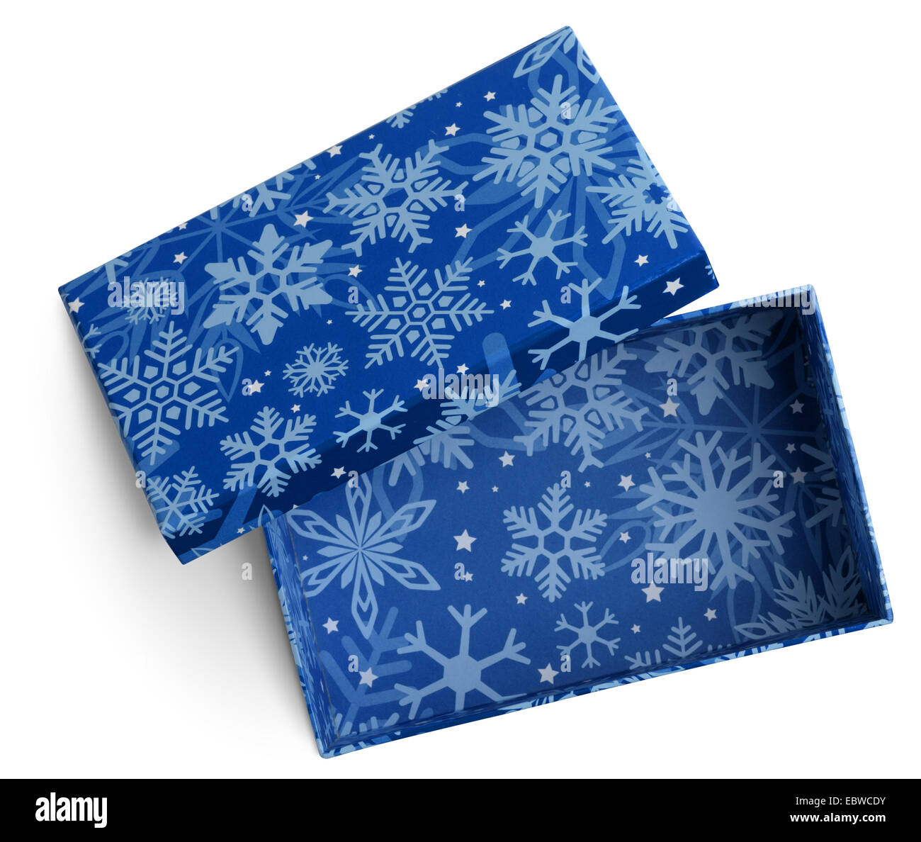Christmas Open empty gift blue box. isolated with clipping paths Stock ...