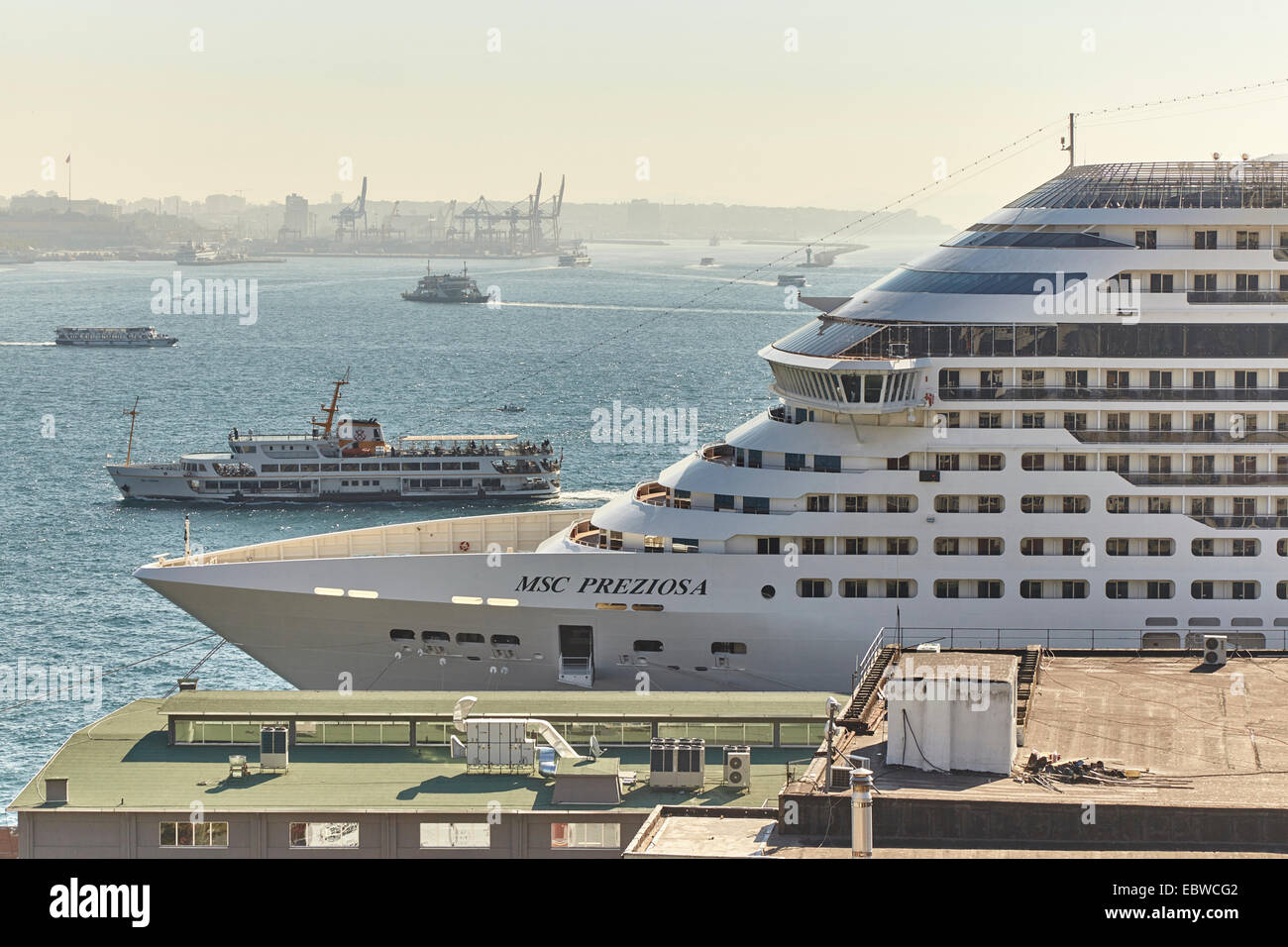 Cruise ship berthed on the Bosphorus at Istanbul harbor Turkey Stock ...