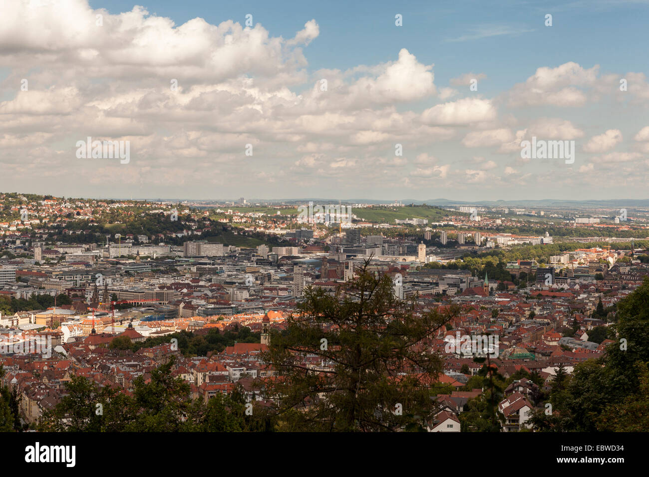 Scenic rooftop view of Stuttgart, Germany showing modern high-rise ...