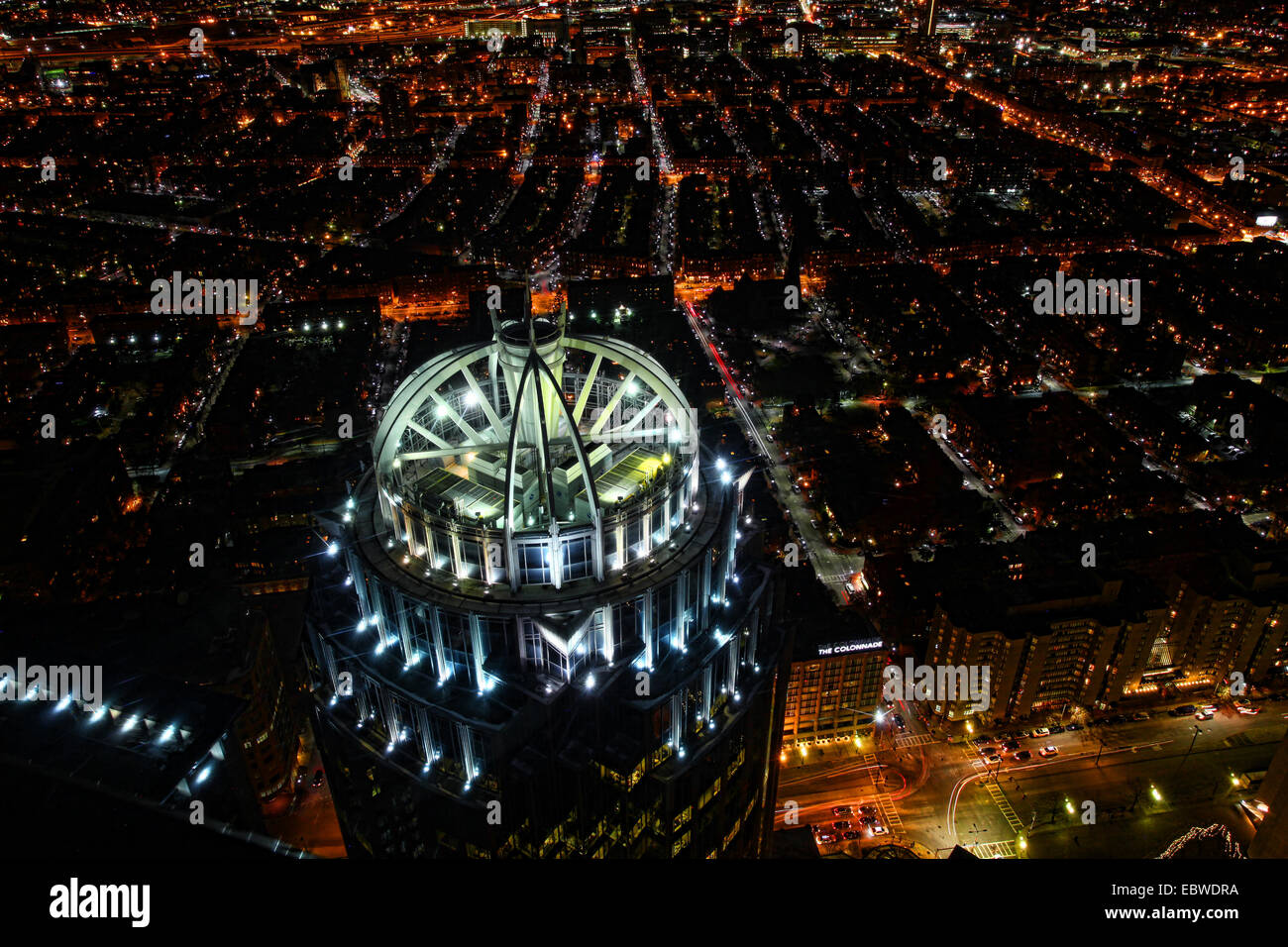 An aerial view of Boston at night Stock Photo - Alamy