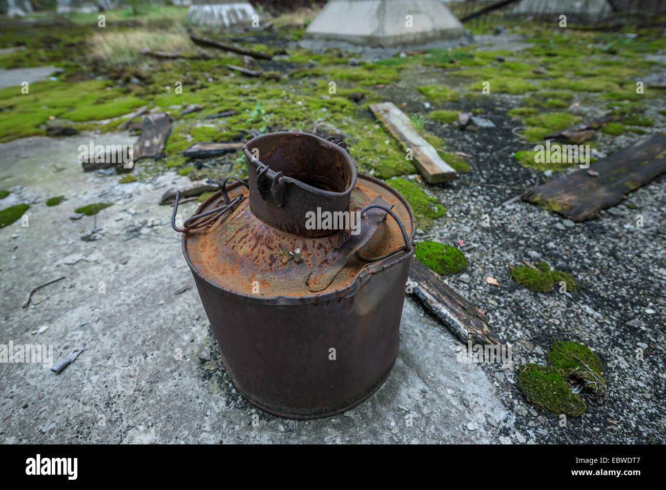 milkcan in unfinished Cooling Tower of reactor number 5 in Chernobyl ...