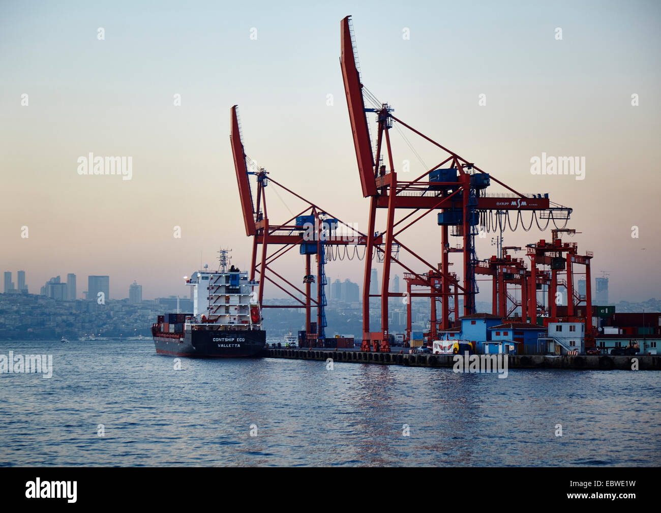 Ships being loaded with containers in port Stock Photo - Alamy