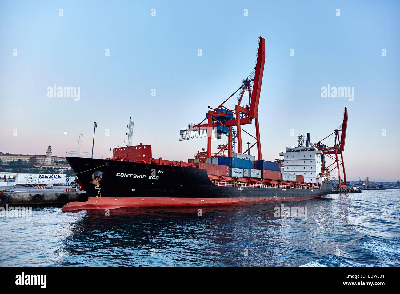 Ships being loaded with containers in port Stock Photo - Alamy