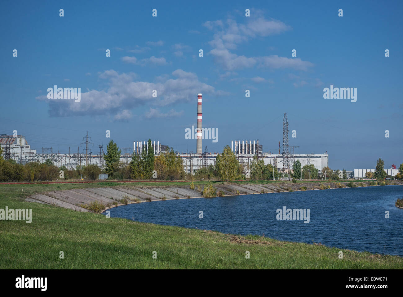 Chimney block 1 and 2 in Chernobyl Nuclear Power Plant in Chernobyl ...