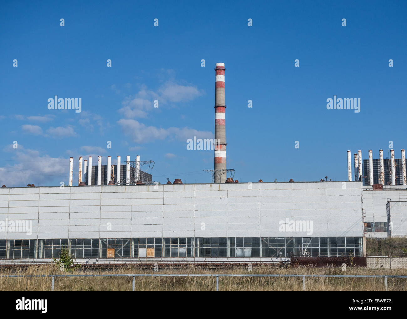 Chimney block 1 and 2 in Chernobyl Nuclear Power Plant in Chernobyl ...