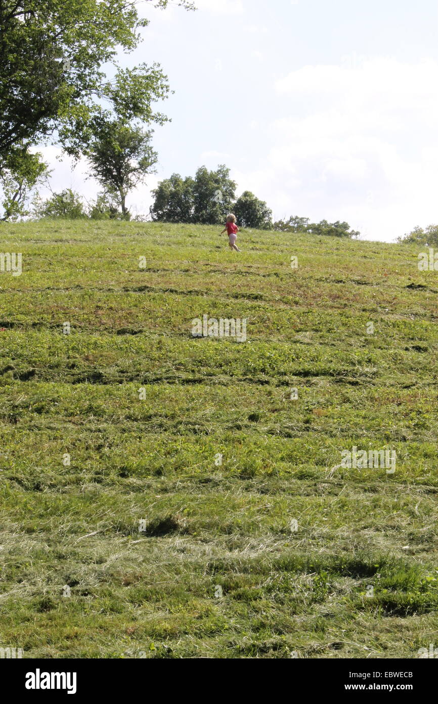 Child running in field Stock Photo - Alamy