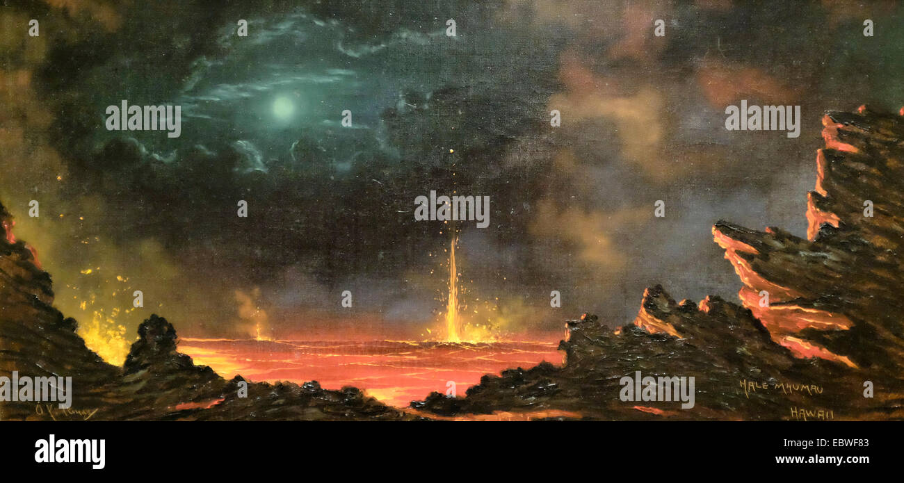 Halema'uma'u Volcano Hawaii, early 20th century Ogura Y Itoh Stock ...