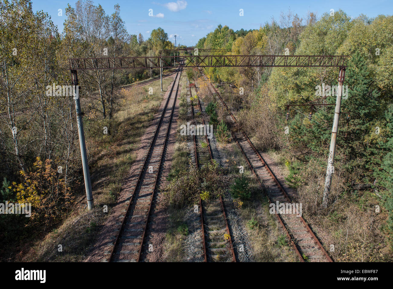 railway tracks near Pripyat abandoned city, Chernobyl Exclusion Zone ...