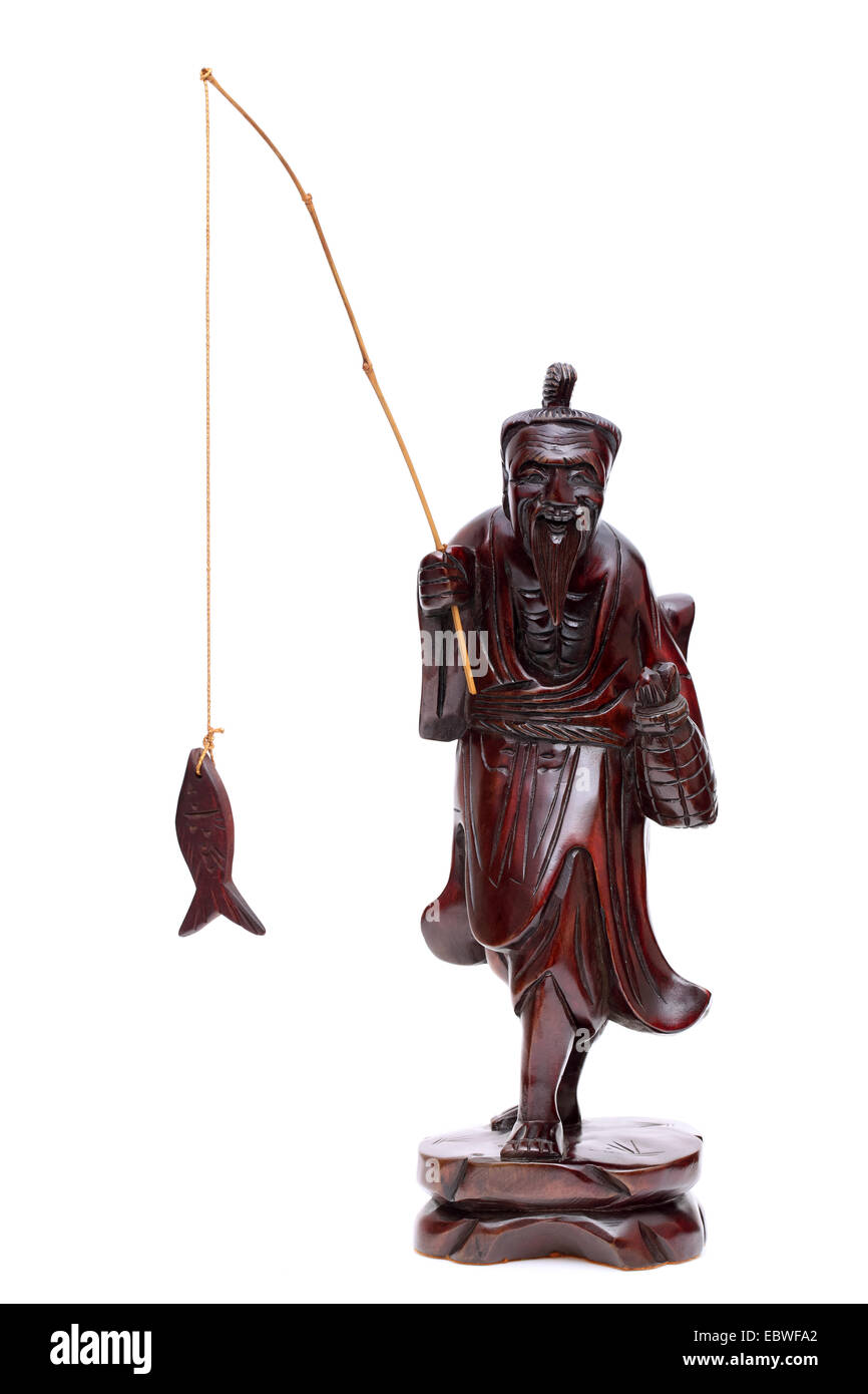 Traditional Japanese immortal fisherman sculpture Stock Photo - Alamy