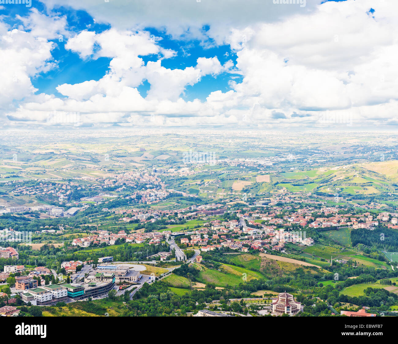 Beautiful Italian landscape. View from heights of San Marino Stock ...