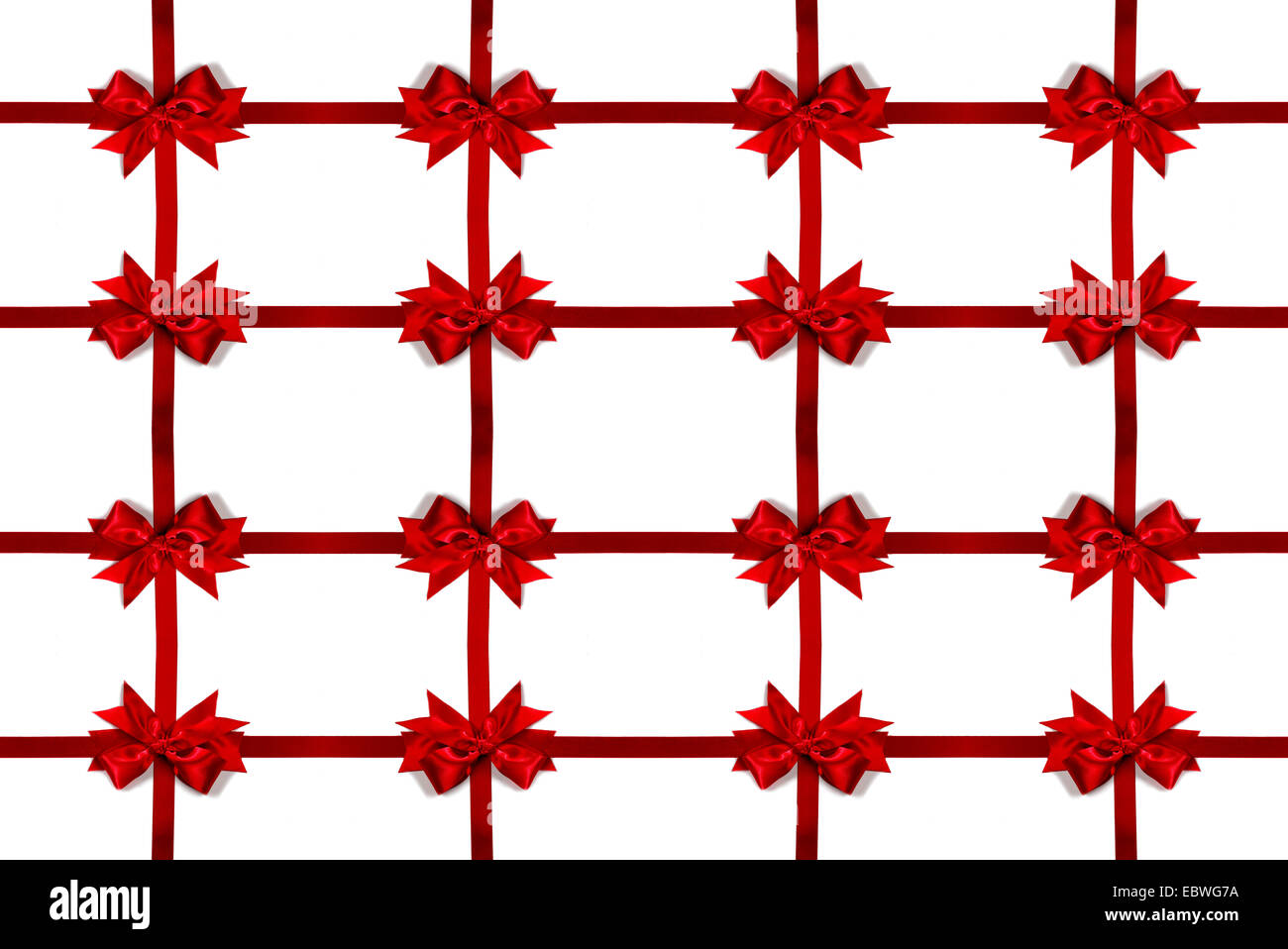 Decorative red satin bow frame isolated on white background Stock Photo ...