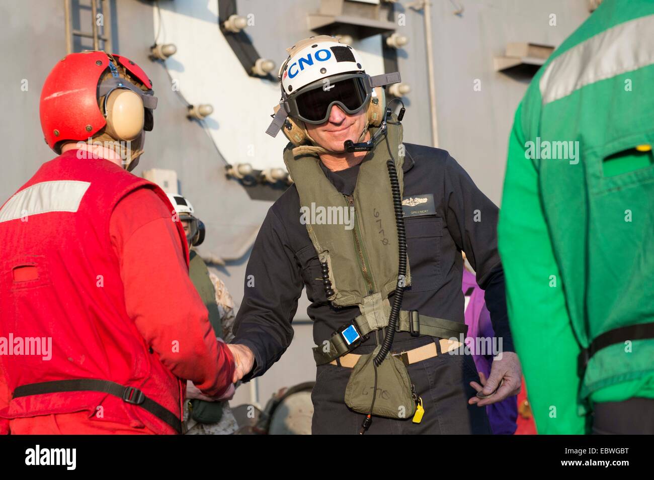 Chief of Naval Operations Adm. Jonathan Greenert wearing a flight ...