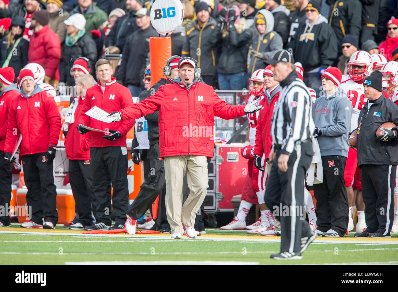 Iowa City, IA. USA. 28th Nov, 2014. Nebraska Cornhuskers head coach Bo ...