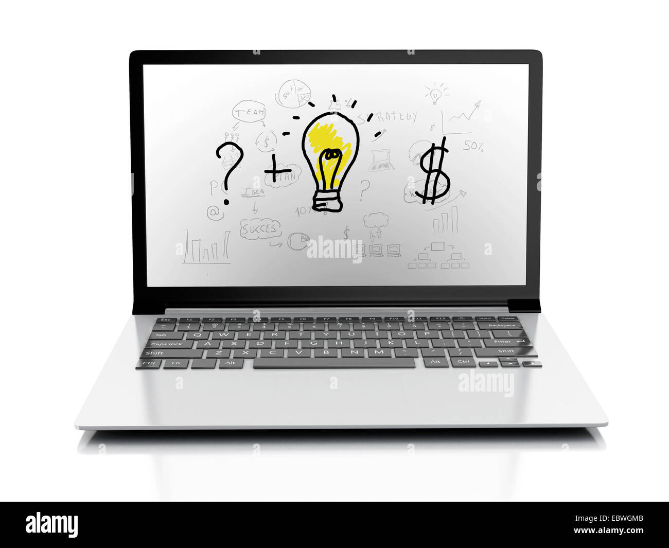 image of drawing business concept on laptop pc isolated white ...