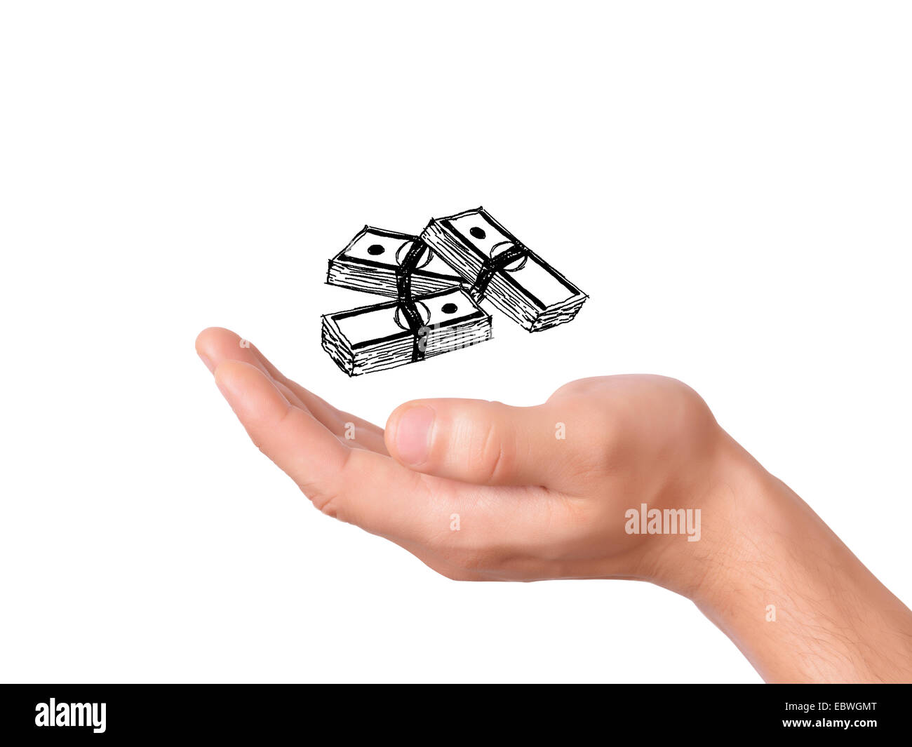image of Hand with drawing money concept isolated on white background ...