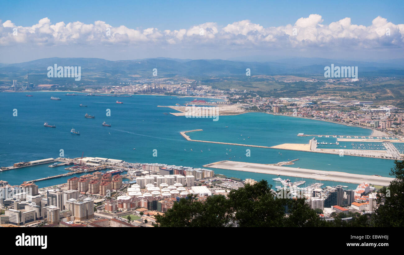 The bay of Gibraltar seen from the Rock of Gibraltar Stock Photo - Alamy