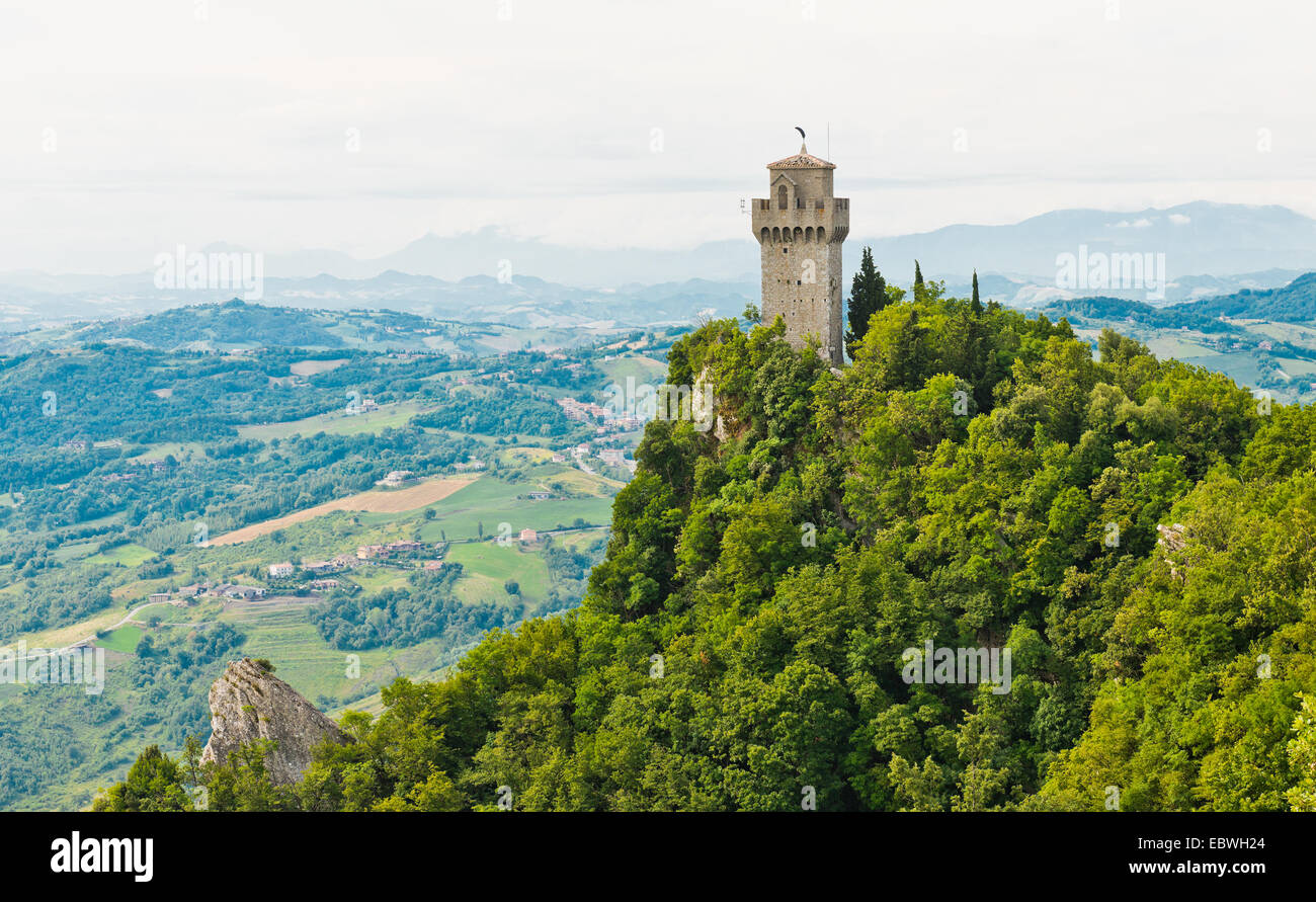the ancient tower Montale, the third of the three towers on a peak of ...