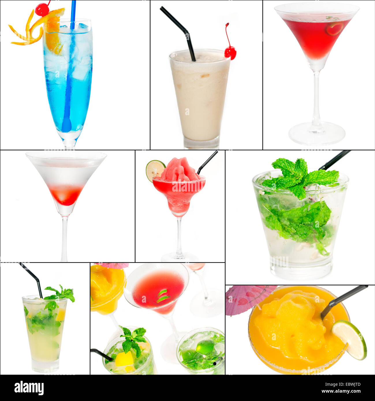 selection of cocktails drinks collage composition nested on a square ...
