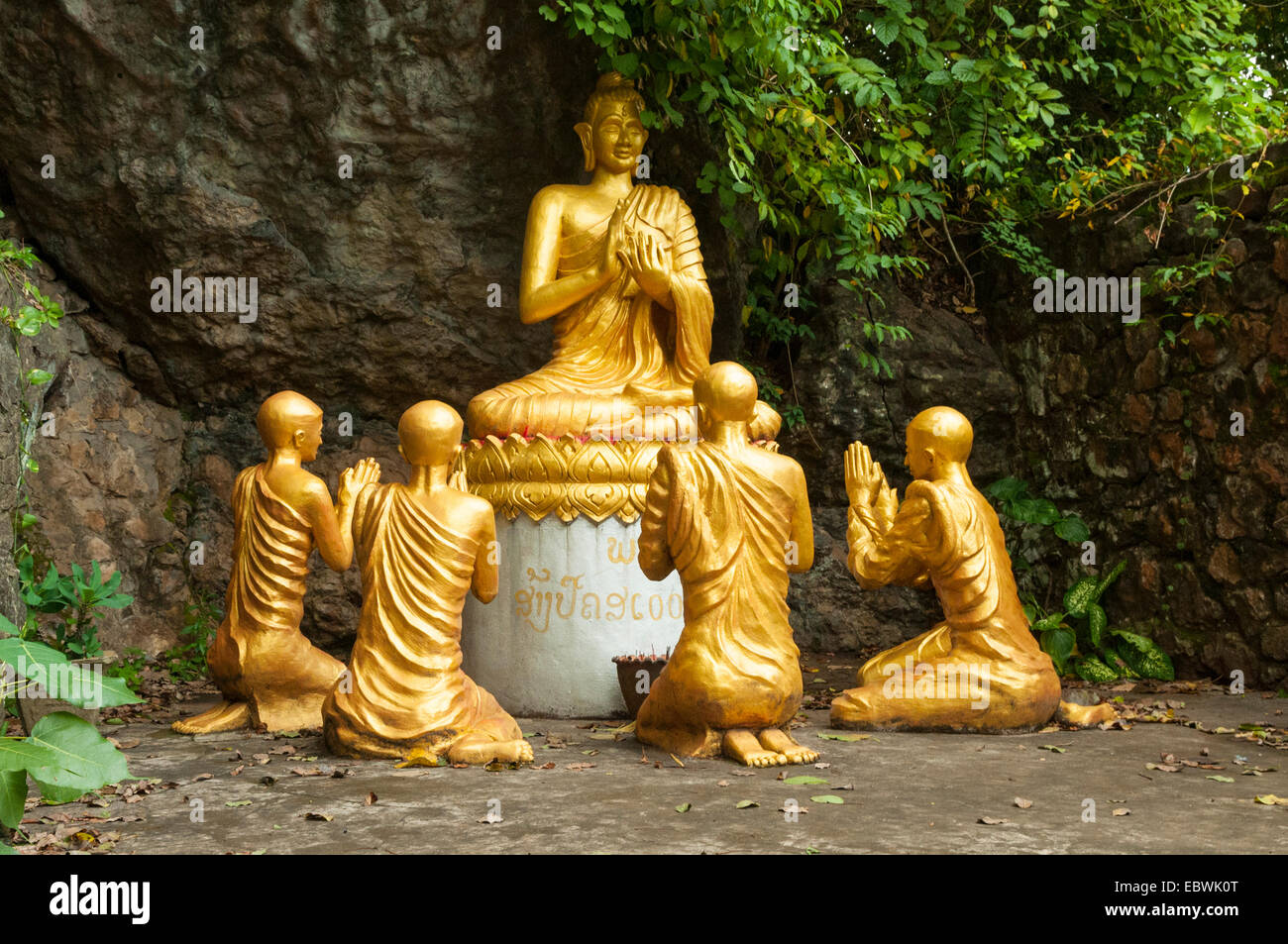 Buddha and Disciples on Phousi Hill, Luang Prabang, Laos Stock Photo ...
