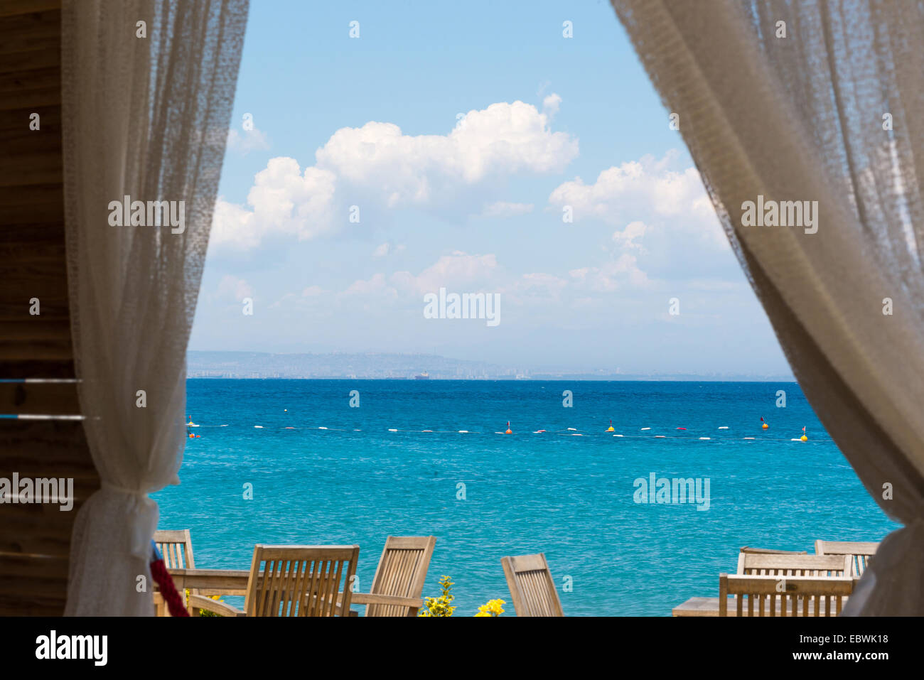 view the sea from window of House Stock Photo - Alamy